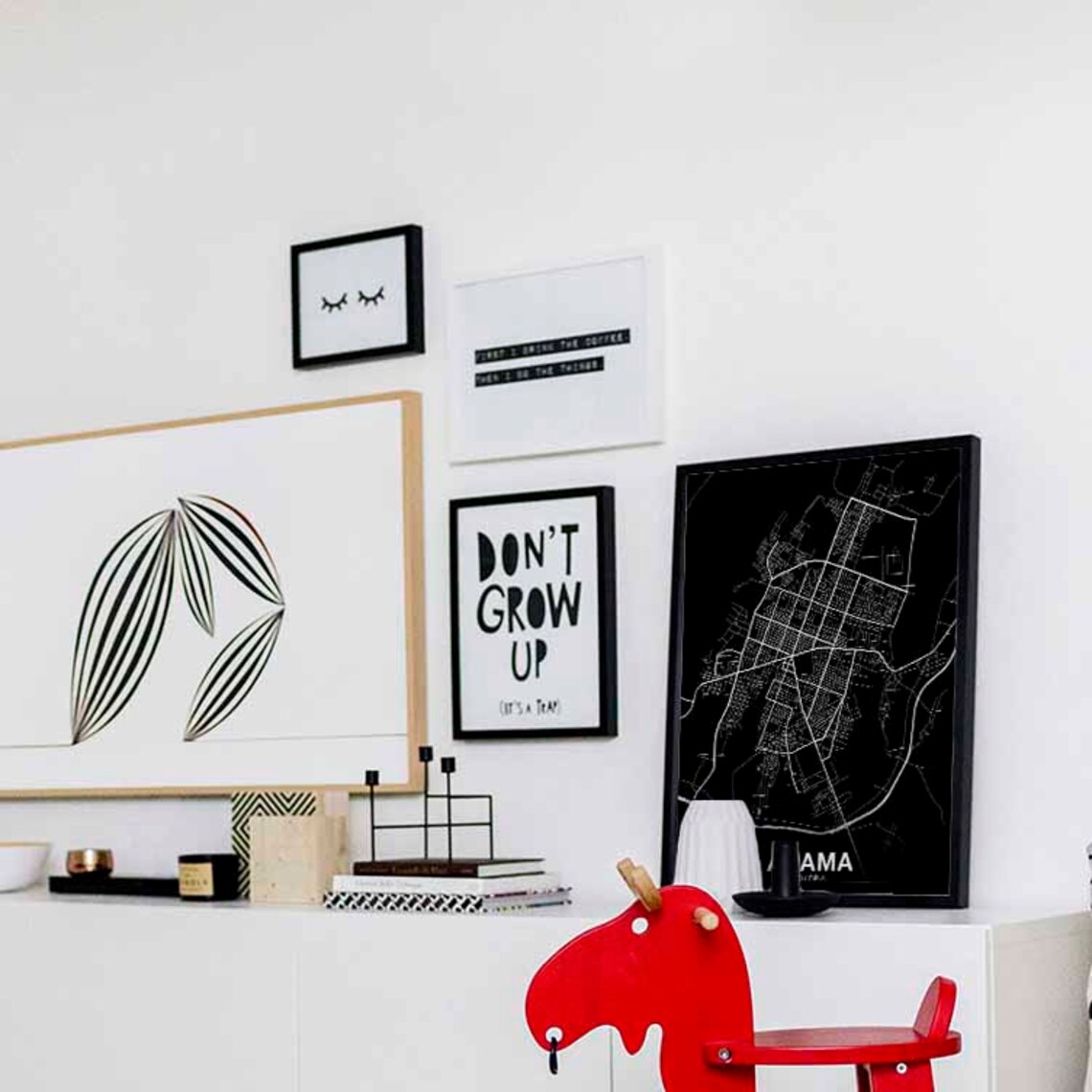ADAMA Ethiopia Map Poster Black White Hometown City Print Modern Home ...