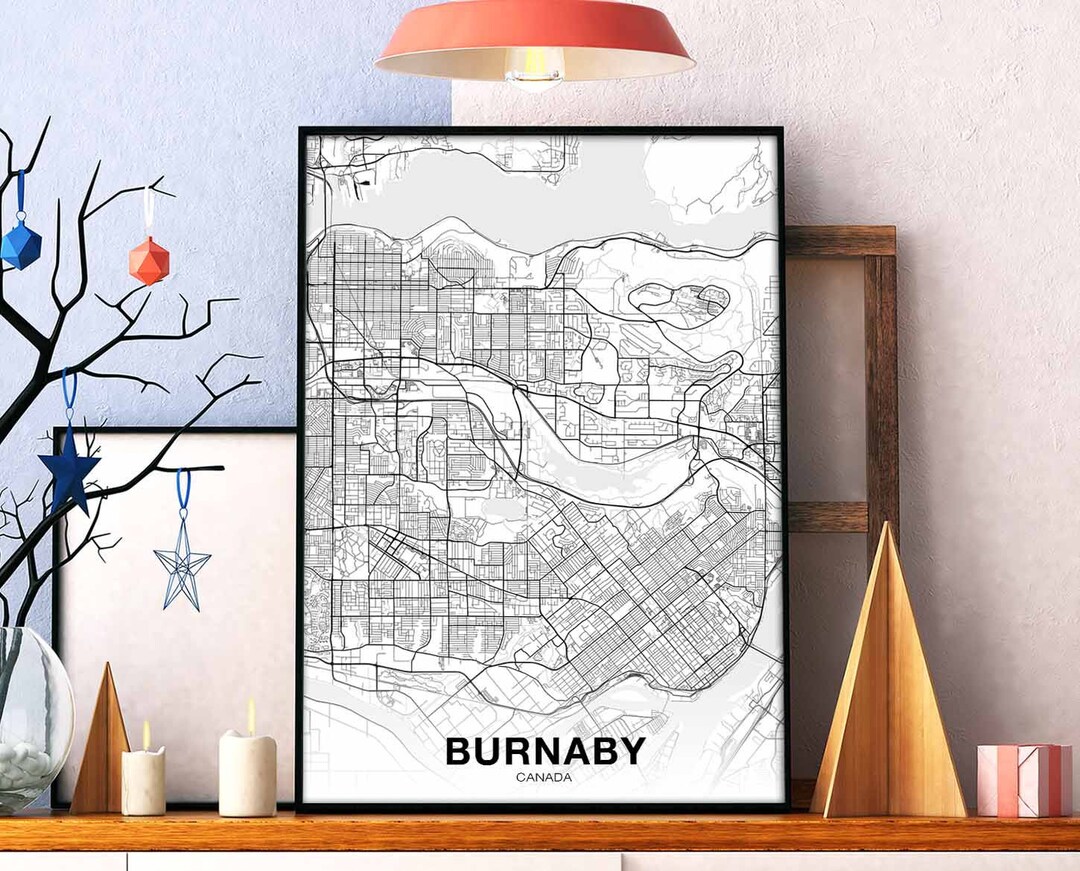 BURNABY Canada Map Poster Hometown City Print Modern Home Decor Office ...