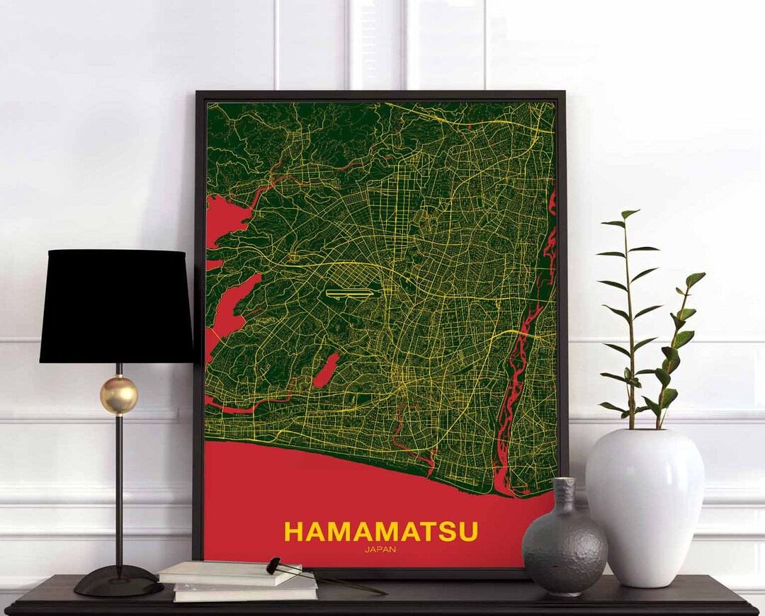 HAMAMATSU Japan Map Poster Color Hometown City Print Modern Home Decor ...