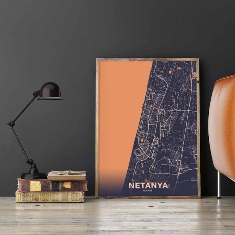 NETANYA Israel Map Poster Color Hometown City Print Modern - Etsy