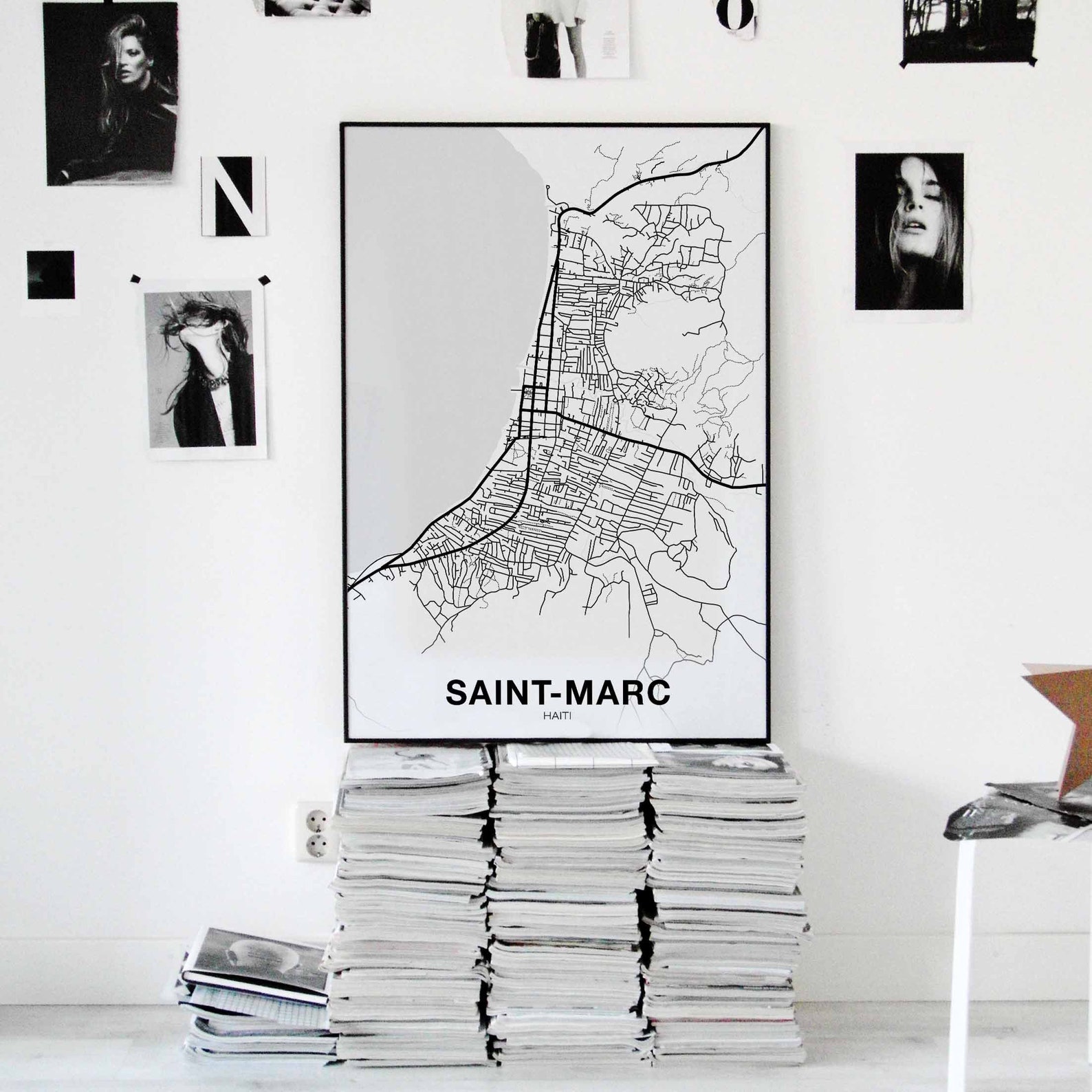 SAINT-MARC Haiti Map Poster Black White Hometown City Print | Etsy