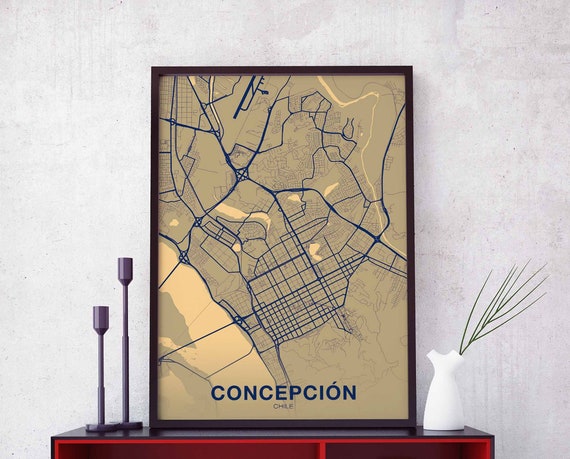 CONCEPCION Chile Map Poster Color Hometown City Print Modern - Etsy