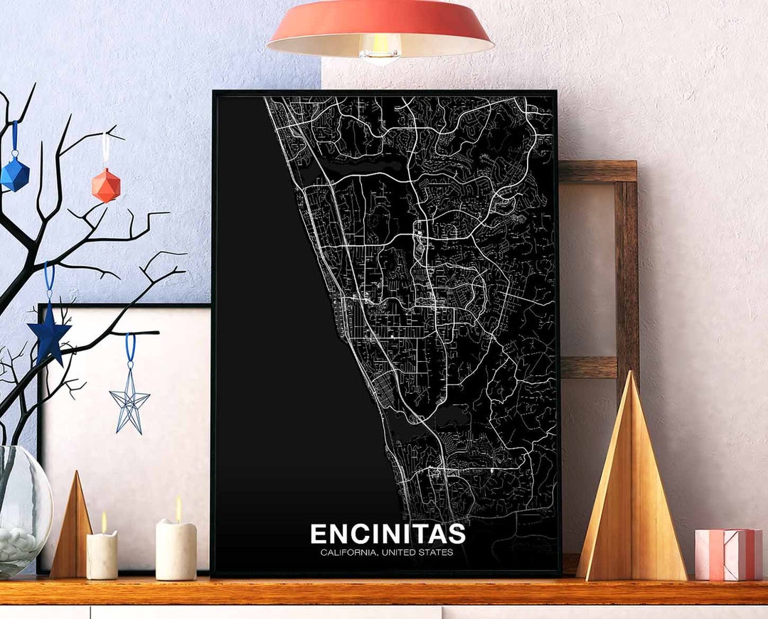 ENCINITAS California USA Map Poster Hometown City Print Modern Home ...