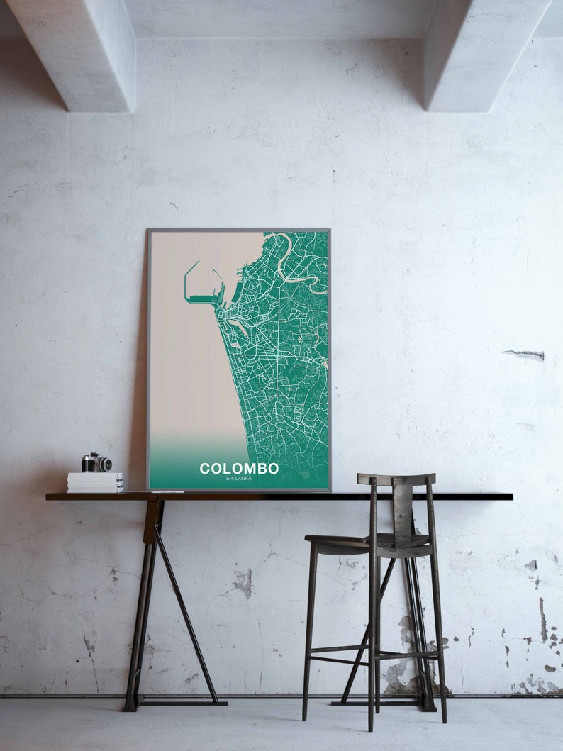 COLOMBO Sri Lanka Map Poster Color Hometown City Print Modern - Etsy