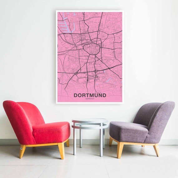 DORTMUND Germany map poster Hometown City Print Modern Home Decor ...