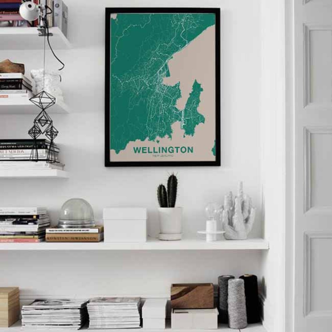 WELLINGTON New Zealand Map Poster Color Hometown City Print Modern Home ...