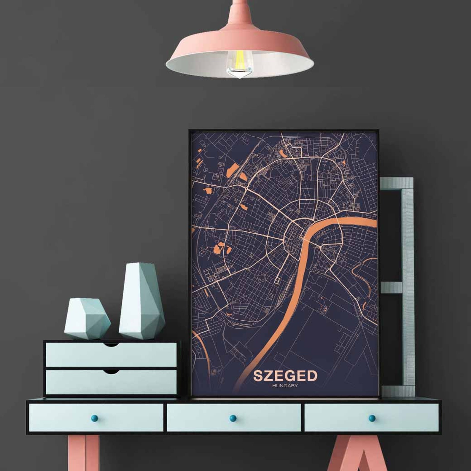 SZEGED Hungary Map Poster Color Hometown City Print Modern - Etsy