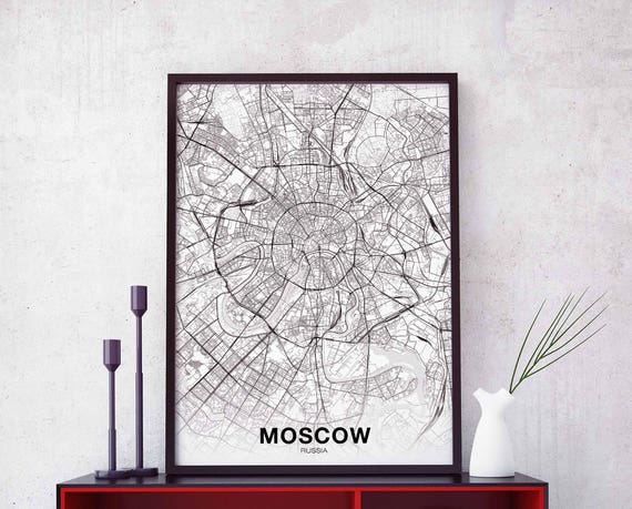 MOSCOW Russia Map Poster Hometown City Print Modern Home Decor - Etsy