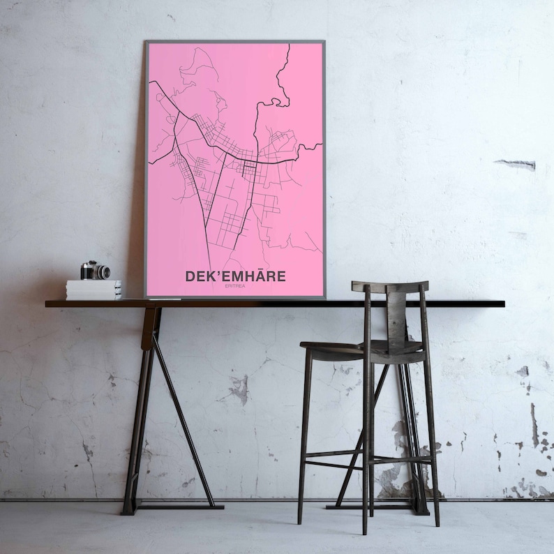 DEKEMHARE Eritrea Map Poster Color Hometown City Print Modern Home ...