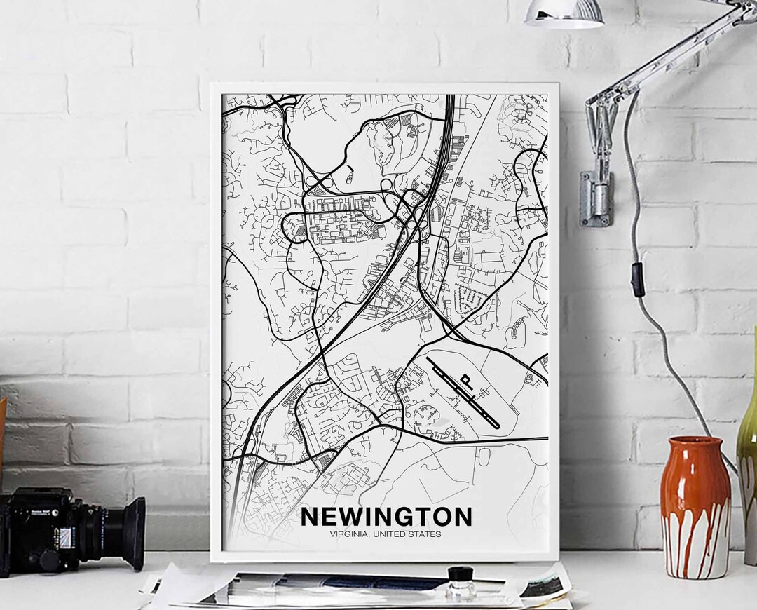 NEWINGTON Virginia VA USA Map Poster Black White Hometown City Print ...