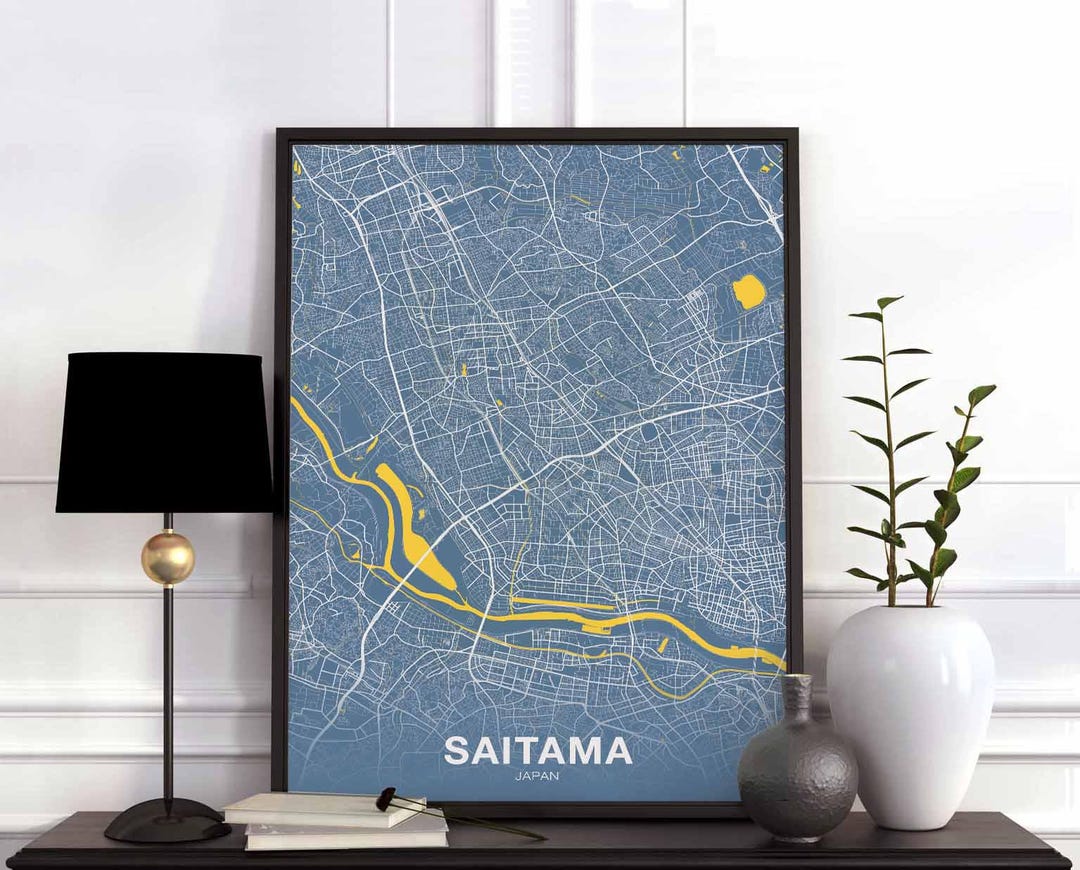 SAITAMA Japan Map Poster Color Hometown City Print Modern Home Decor ...