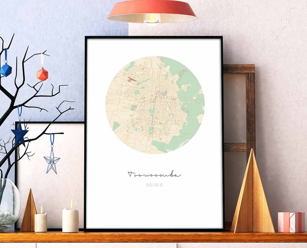TOOWOOMBA Australia Map Poster Wall Decor Design Modern Minimal Nordic ...