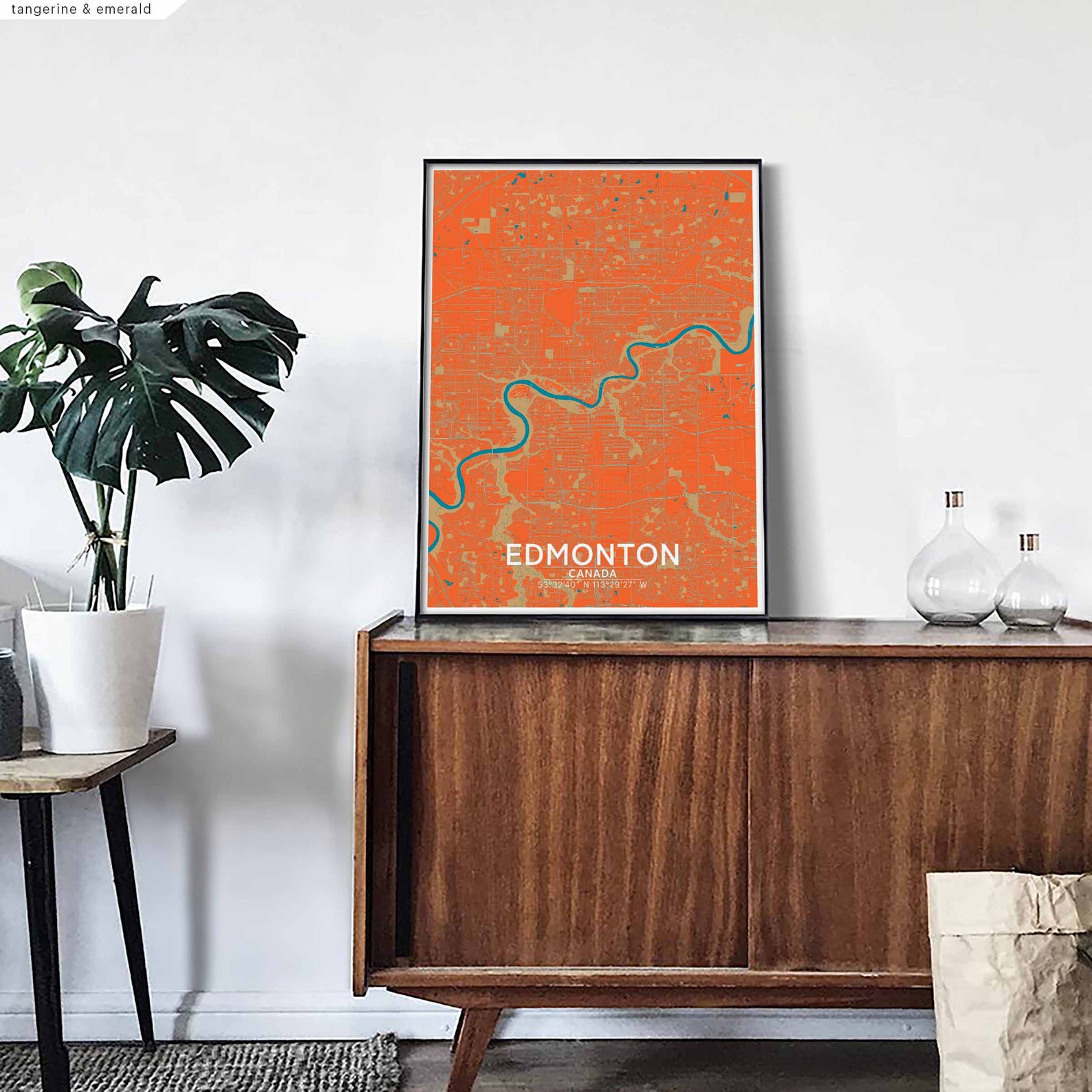 EDMONTON Canada Map Poster Black White Wall Decor Design Modern ...