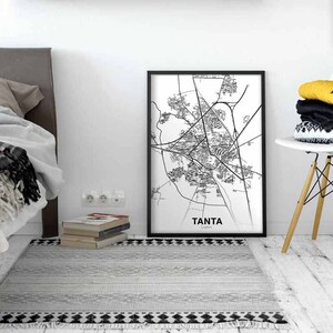 TANTA Egypt Map Poster Black White Hometown City Print Modern Home ...