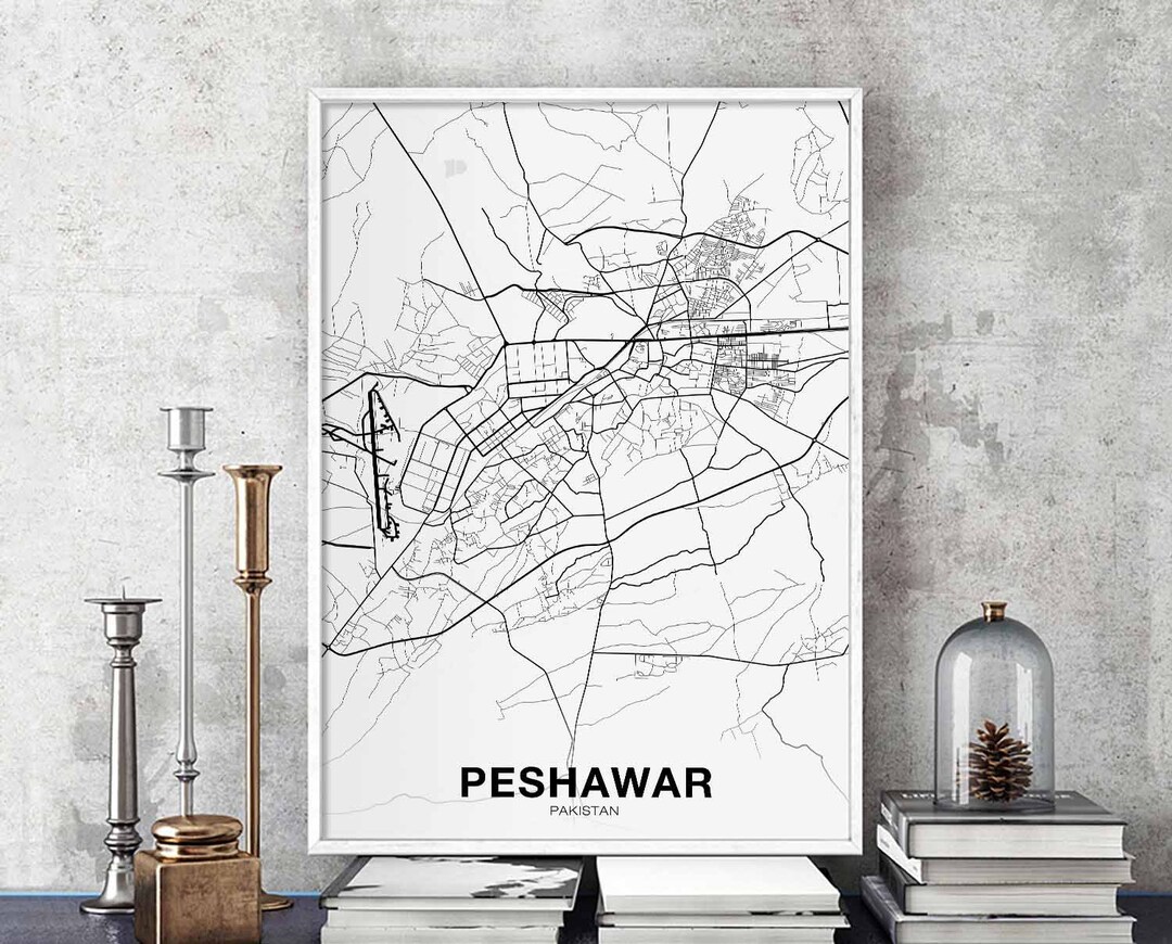 PESHAWAR Pakistan Map Poster Hometown City Print Modern Home Decor ...