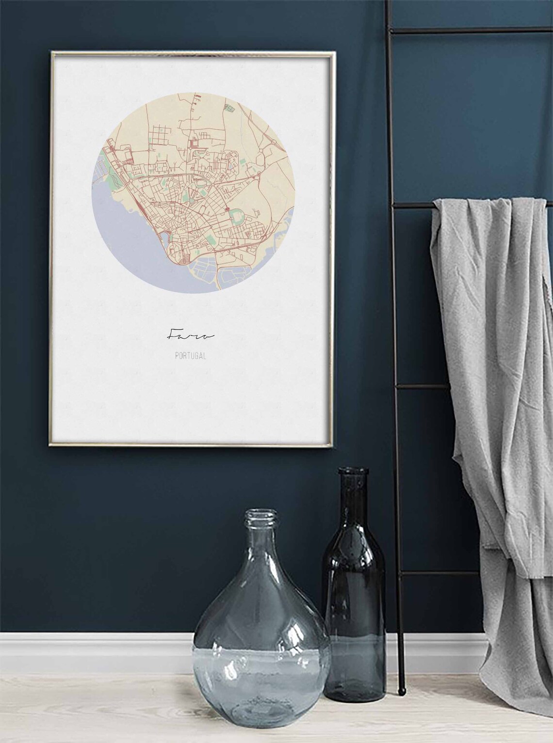 FARO Portugal Map Poster Wall Decor Design Modern Minimal Nordic Travel ...