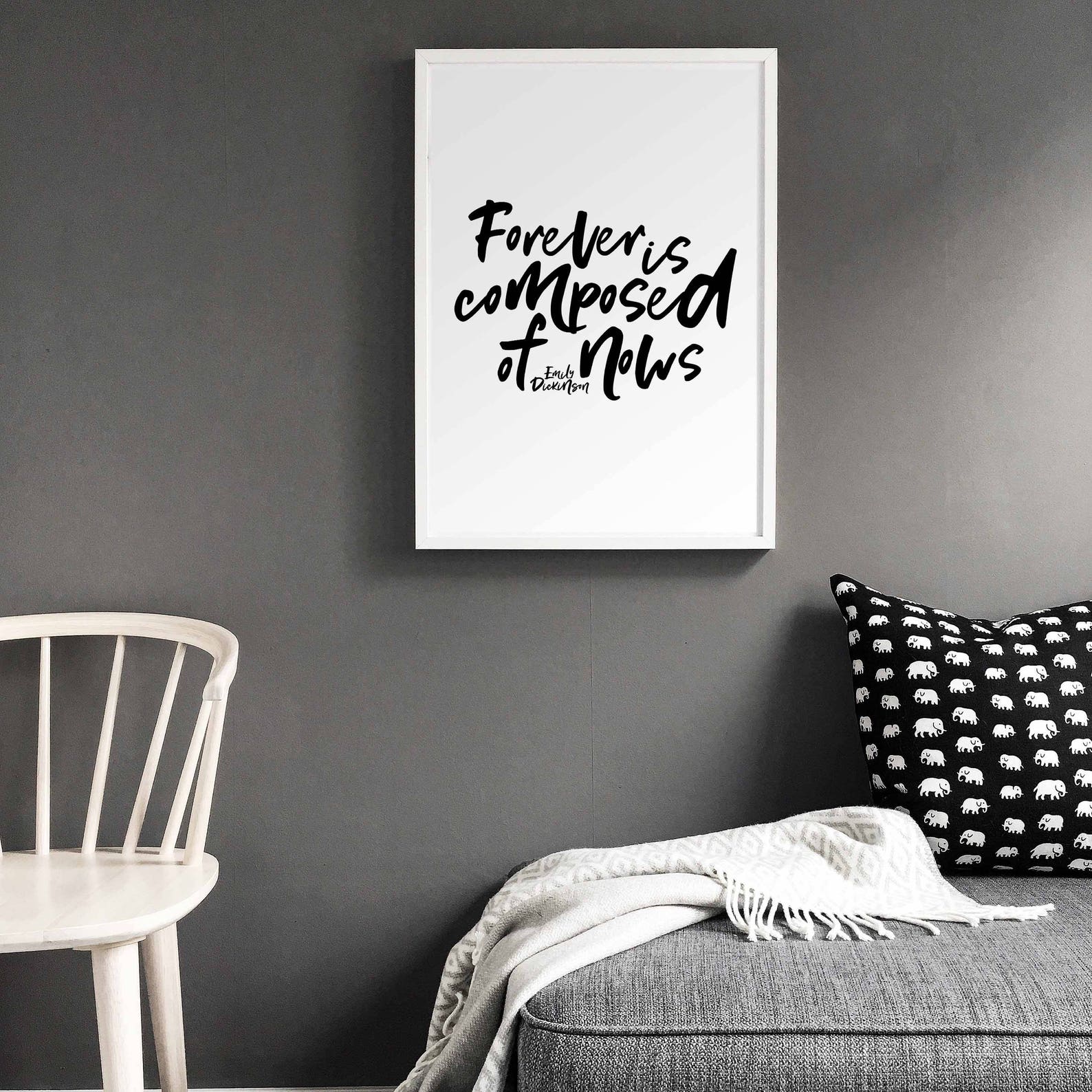 Forever is Composed of Nows Emily Dickinson Poster Black White Wall ...