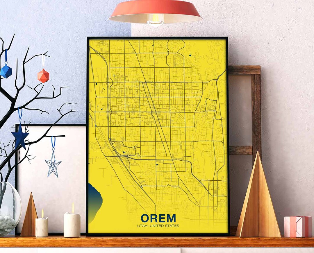 OREM Utah UT USA Map Poster Color Hometown City Print Modern Home Decor ...