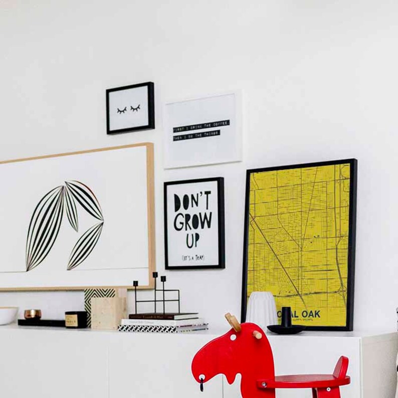 ROYAL OAK Michigan MI Usa Map Poster Color Hometown City Print Modern ...