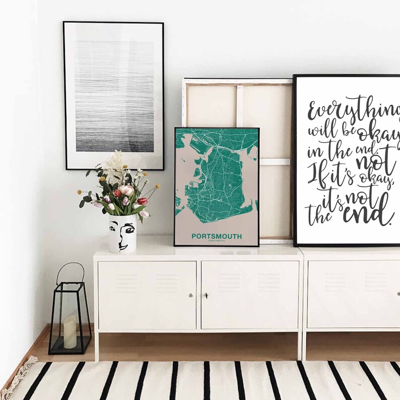 PORTSMOUTH Great Britain UK Map Poster Color Hometown City | Etsy