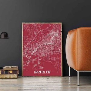 SANTA FE New Mexico NM Usa Poster Color Hometown City Print Modern Home ...