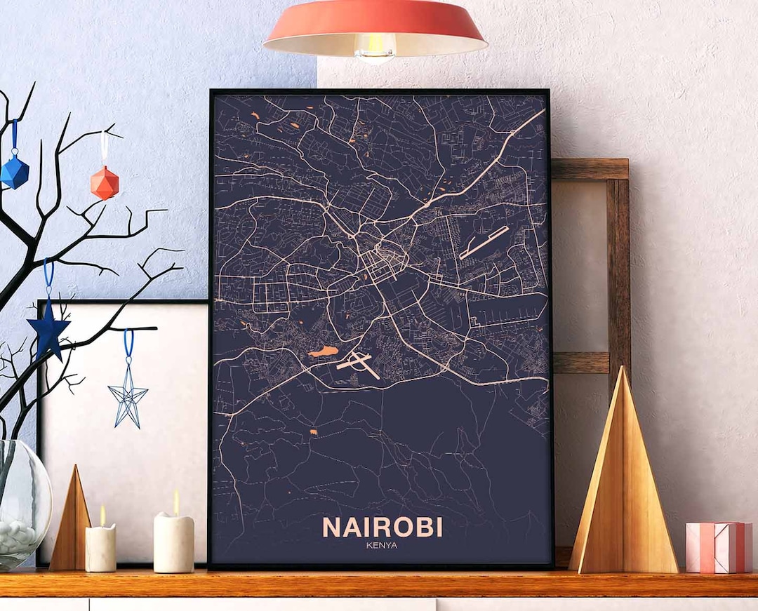 NAIROBI Kenya Map Poster Color Hometown City Print Modern Home Decor ...