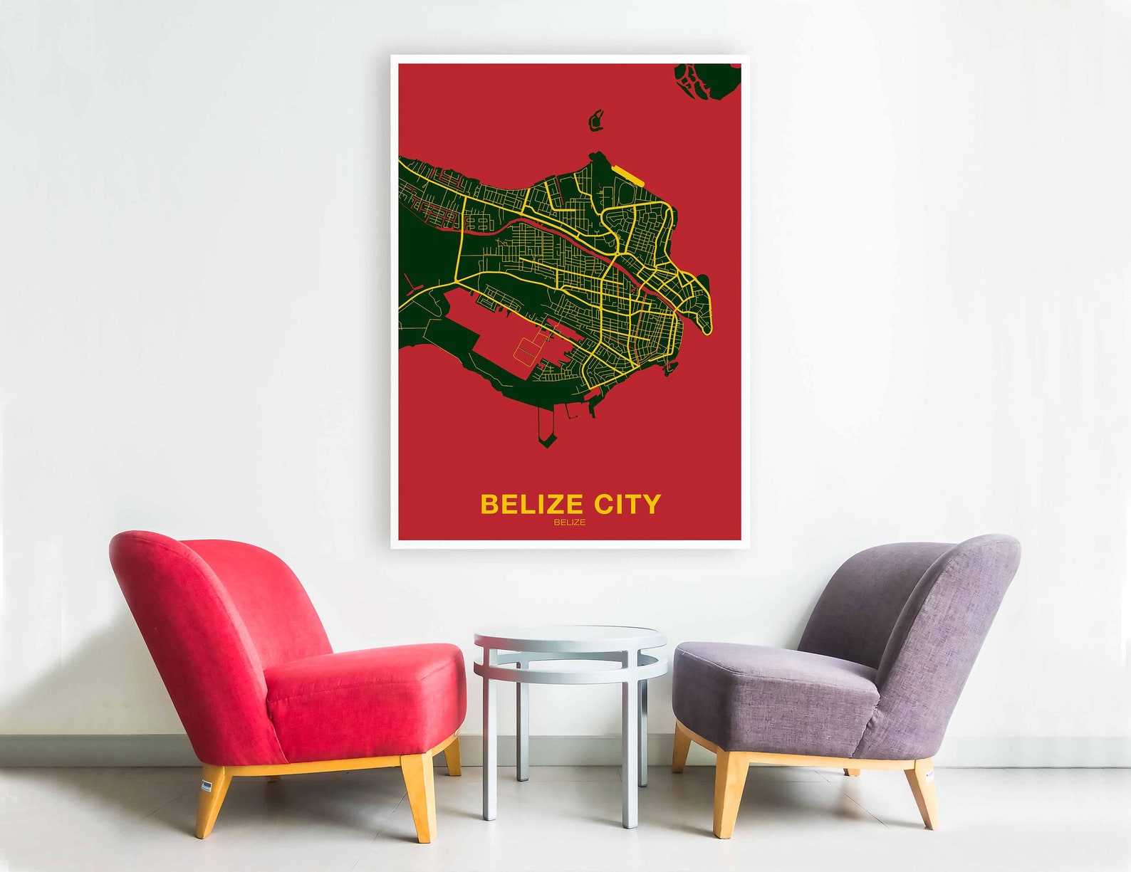 BELIZE CITY Belize poster color Hometown City Print Modern | Etsy