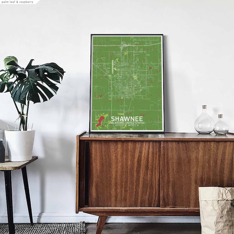 SHAWNEE Oklahoma OK Map Poster Black White Hometown City Print - Etsy