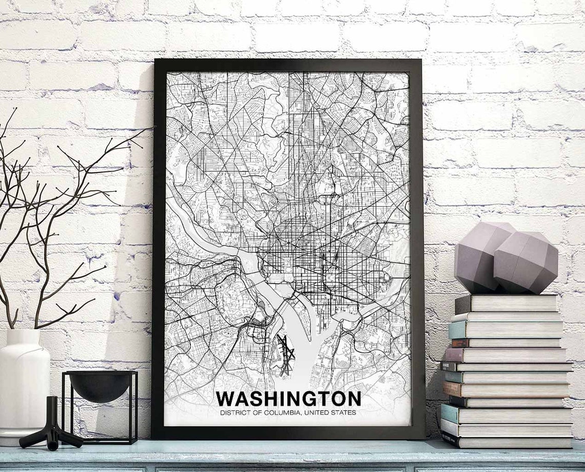 WASHINGTION DC USA Map Poster Hometown City Print Modern Home - Etsy