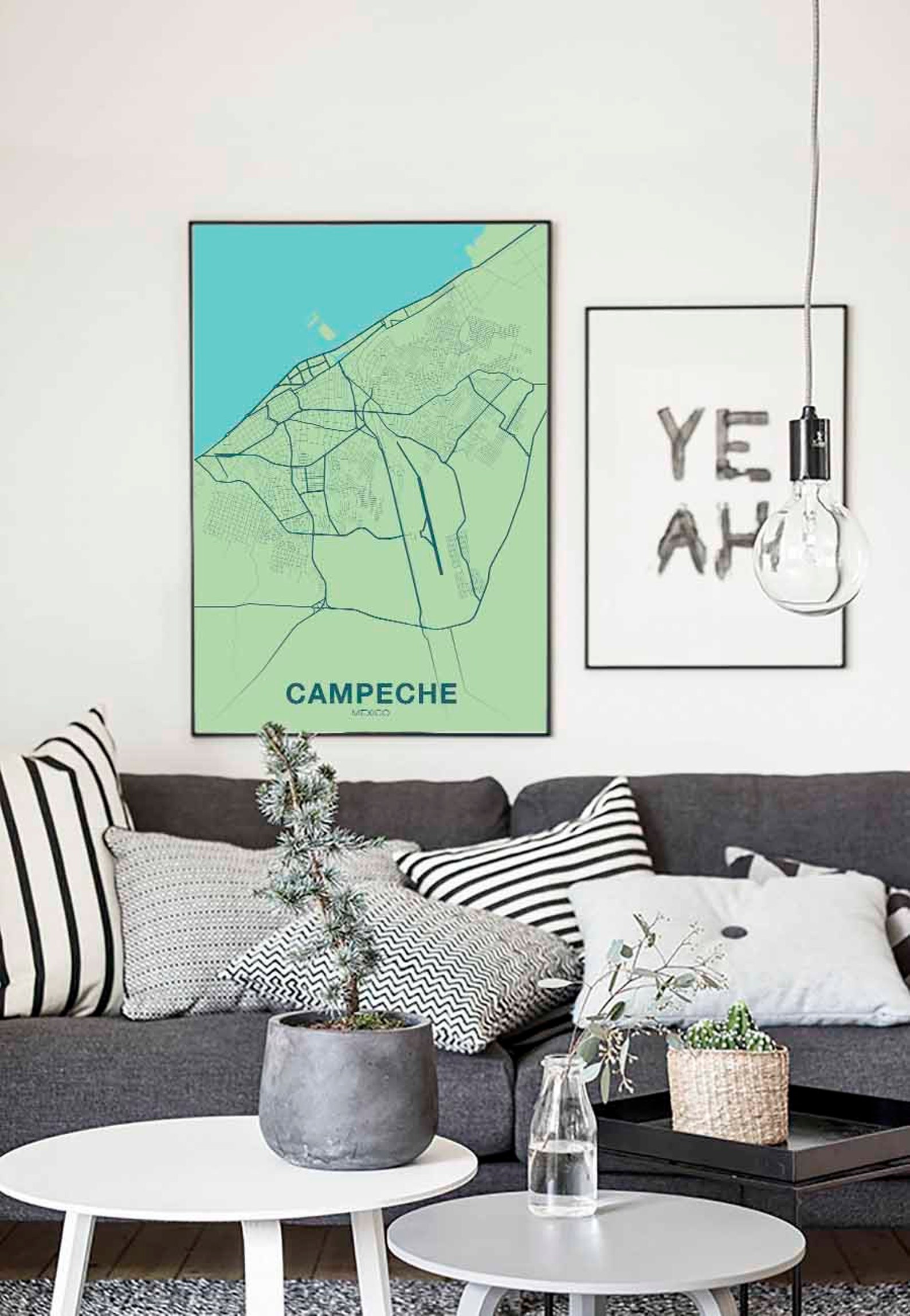 CAMPECHE Mexico Map Poster Color Hometown City Print Modern Home Decor ...