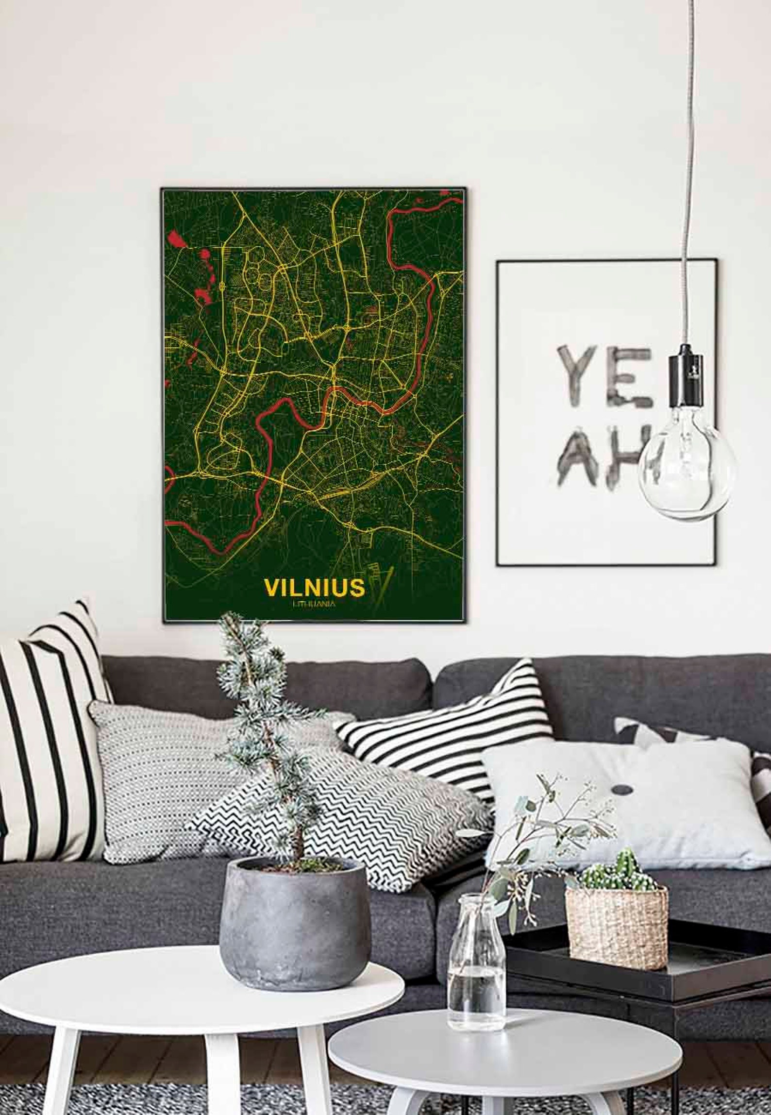 VILNIUS Lithuania map poster color Hometown City Print Modern | Etsy