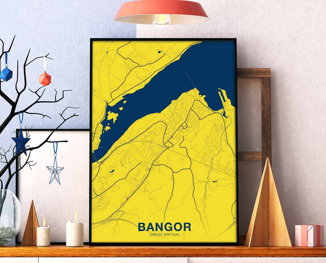 BANGOR Great Britain Poster Color Hometown City Print Modern Home Decor ...
