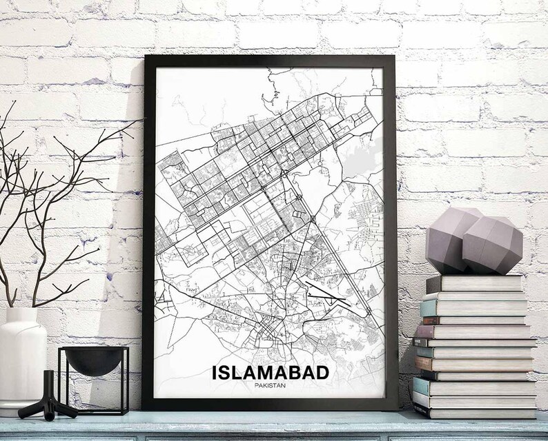 ISLAMABAD Pakistan Map Poster Hometown City Print Modern Home - Etsy