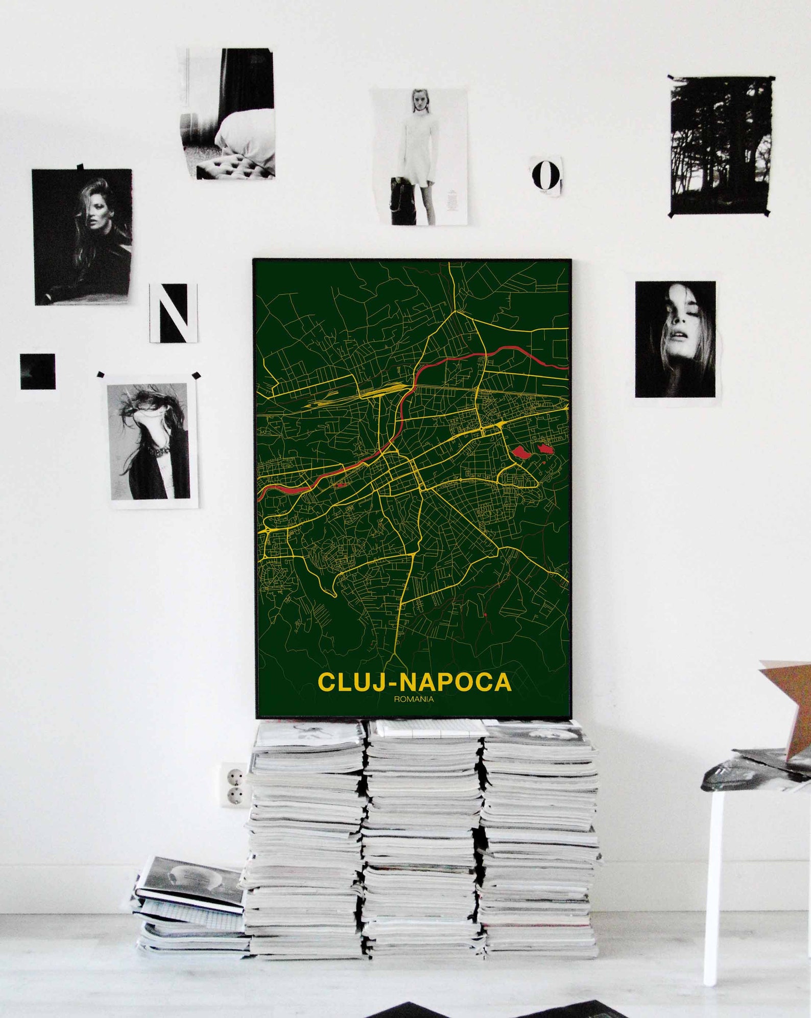 CLUJ-NAPOCA Romania Map Poster Color Hometown City Print Modern Home ...
