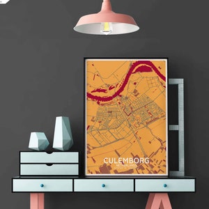 CULEMBORG Netherlands Map Poster Black White Wall Decor Design Modern ...