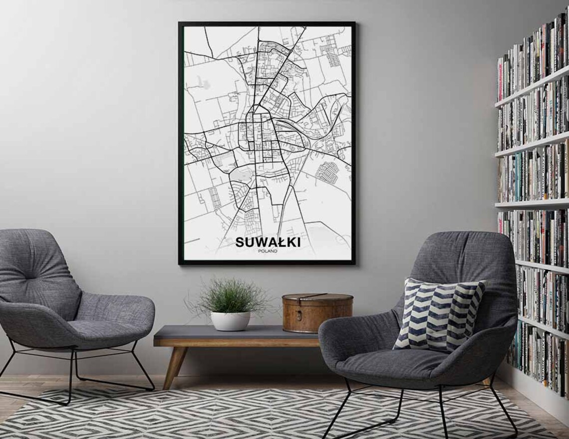SUWAŁKI Suwalki Poland Map Poster Hometown City Print Modern | Etsy