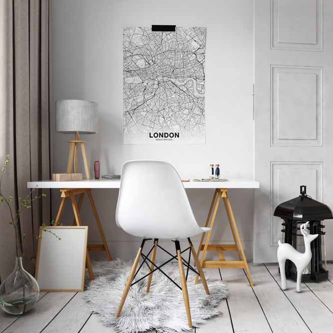 LONDON UK GB Map Poster Hometown City Print Modern Home Decor Office ...