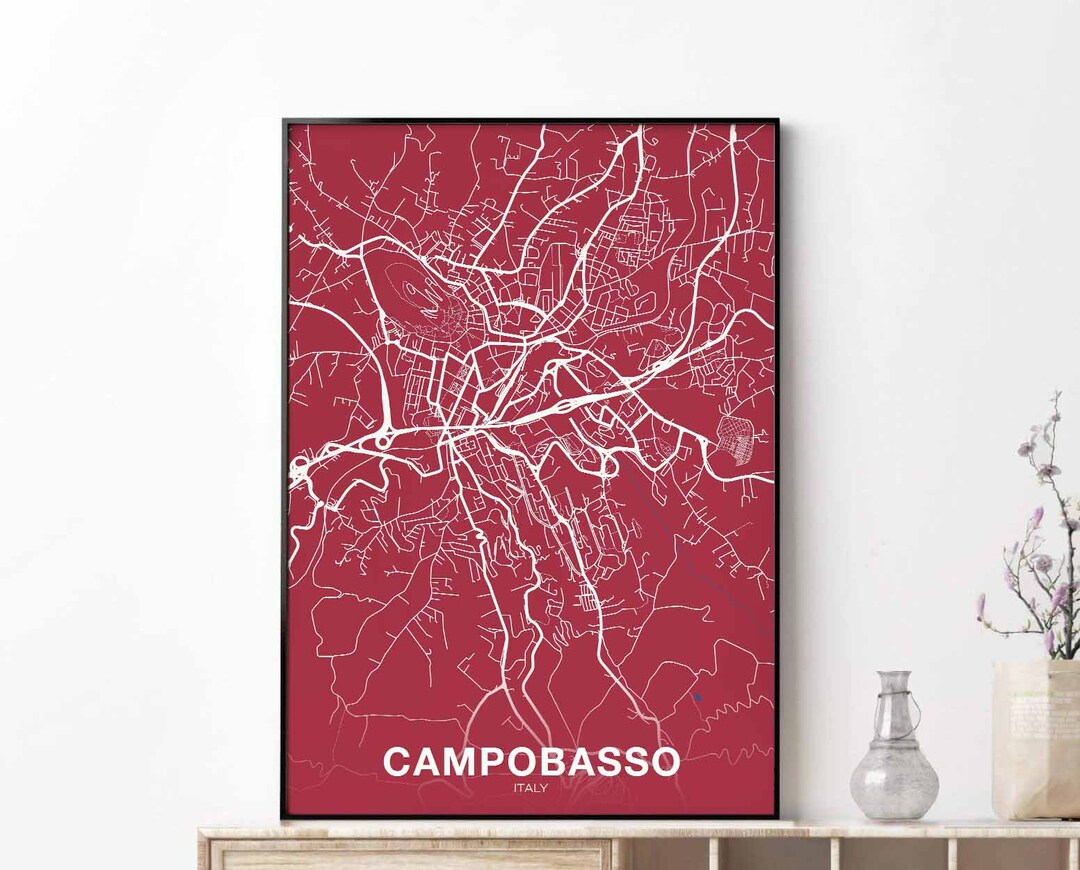 CAMPOBASSO Italy Map Poster Color Hometown City Print Modern Home Decor ...