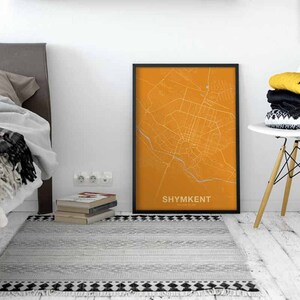 SHYMKENT Kazakhstan Map Poster Color Hometown City Print Modern Home ...