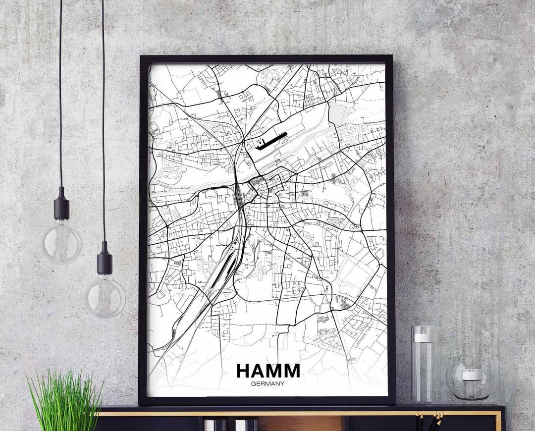 HAMM Germany Map Poster Hometown City Print Modern Home Decor Office ...