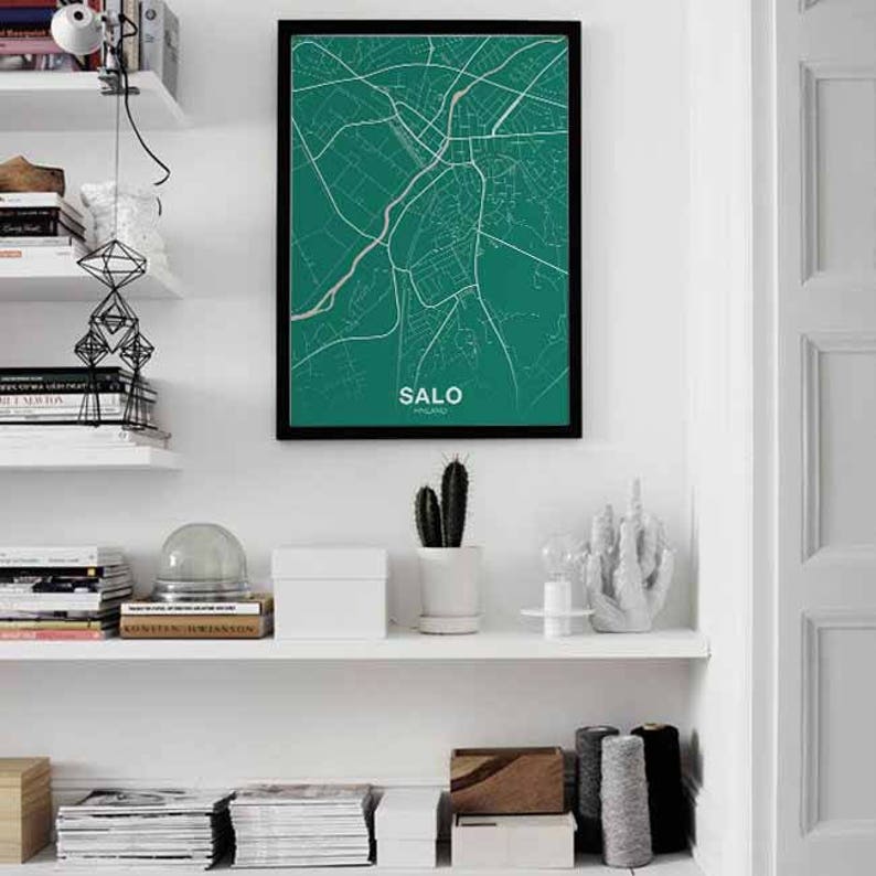 SALO Finland Map Poster Color Hometown City Print Modern Home Decor ...
