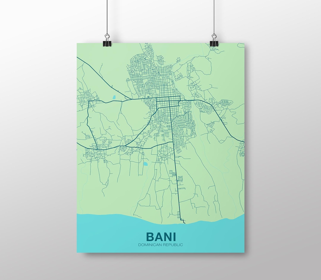 BANI Dominican Republic Map Poster Black White Hometown City Print ...