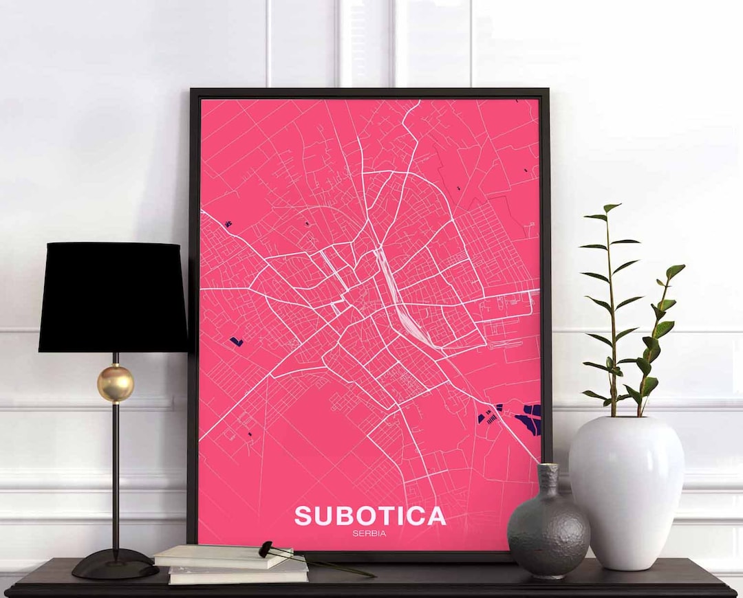 SUBOTICA Serbia Map Poster Color Hometown City Print Modern Home Decor ...