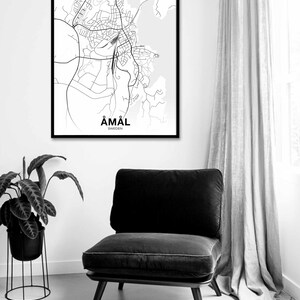 AMAL Sweden Map Poster Black White Hometown City Print Modern Home ...