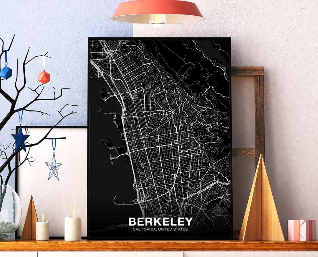 BERKELEY California CA USA Map Poster Black White Hometown City Print ...