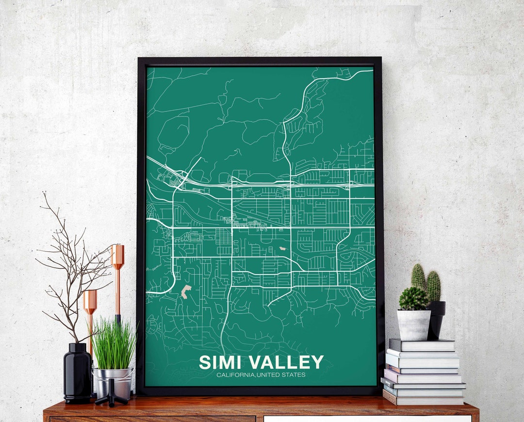 SIMI VALLEY California CA Usa Map Poster Color Hometown City Print ...