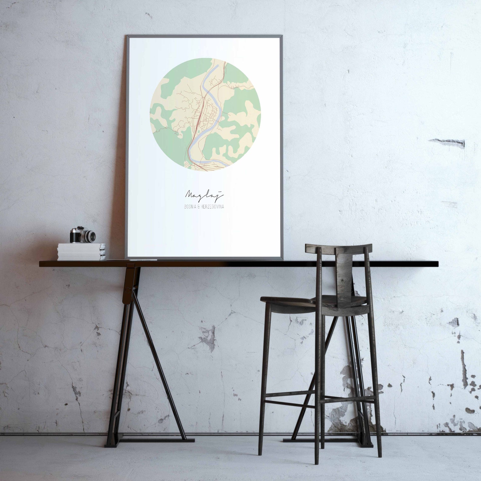 MAGLAJ Bosnia Herzegovina Map Poster Wall Decor Design Modern Minimal ...