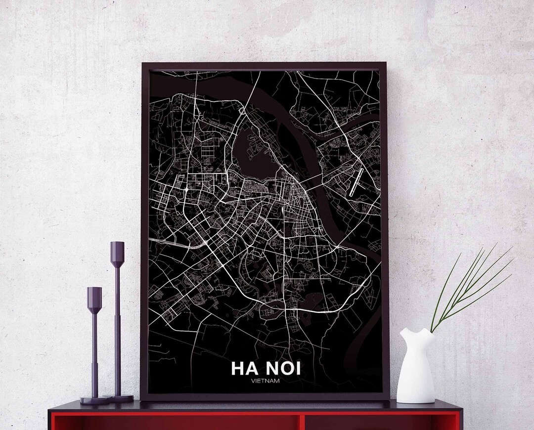 HA NOI HANOI Vietnam Map Poster Hometown City Print Modern Home Decor ...
