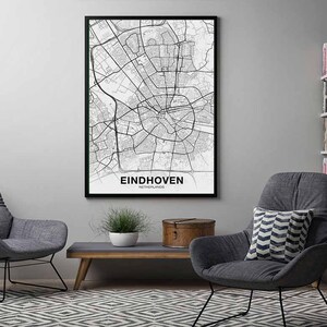 EINDHOVEN NETHERLANDS Map Poster Hometown City Print Modern Home Decor ...