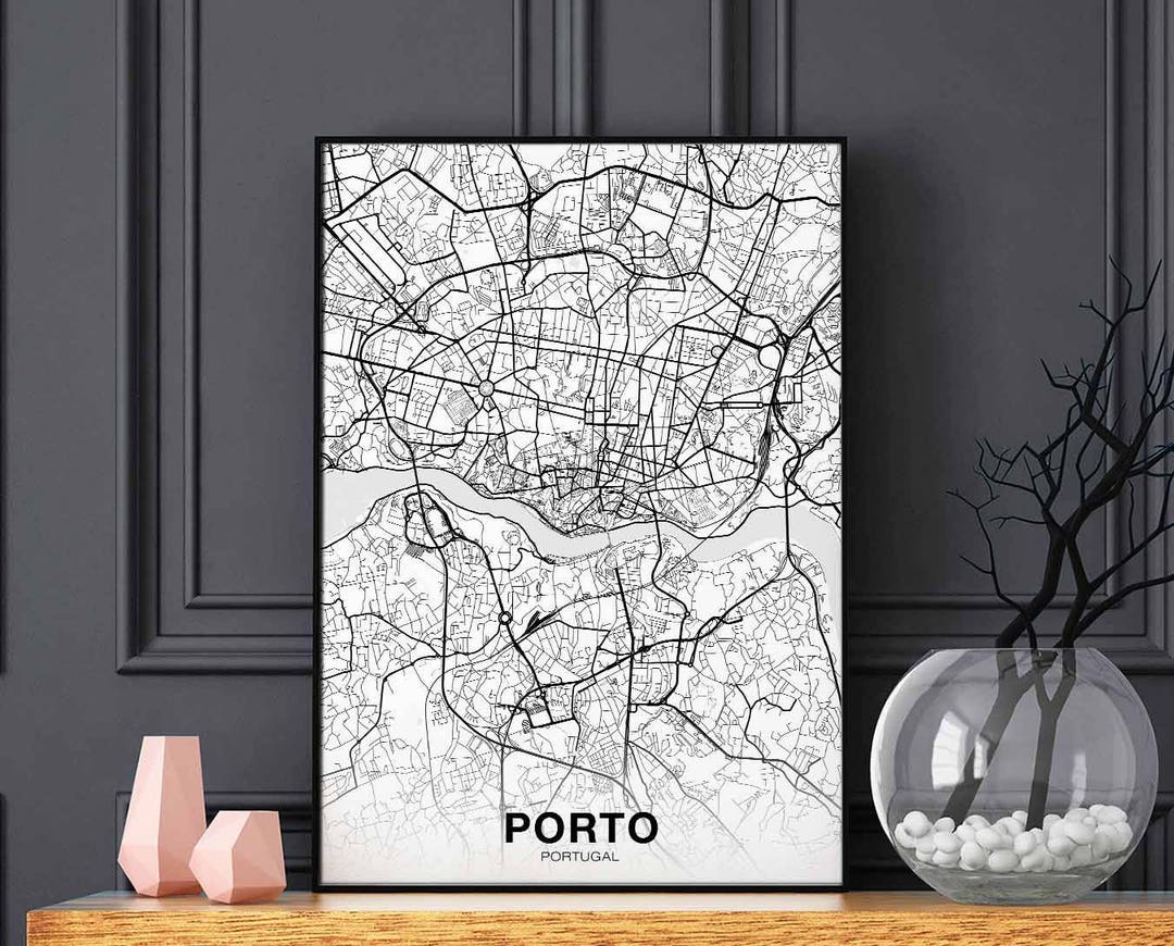 PORTO Portugal Map Poster Hometown City Print Modern Home Decor Office ...